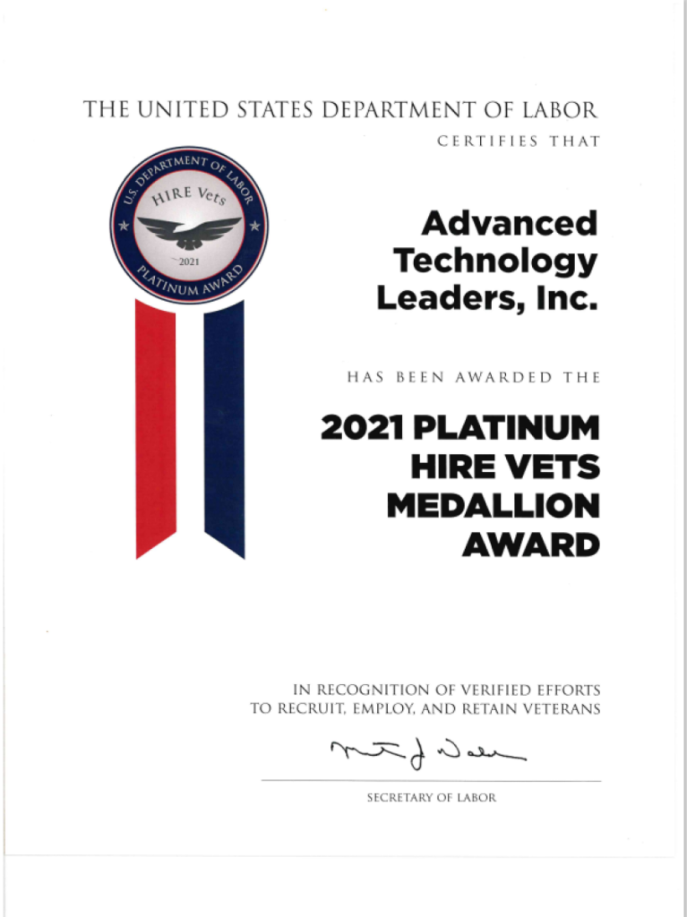 ATL Awarded 2021 Platinum Hire Vets Medallion Award - Advanced ...